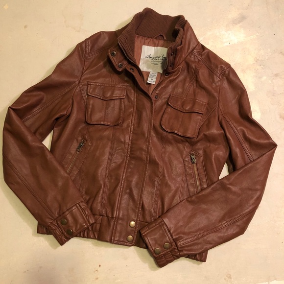 American Rag | Jackets & Coats | American Rag Brown Faux Leather Bomber ...